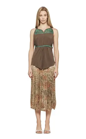 Christopher Esber Bac Lasercut Lace Jersey Leather Tank Top
