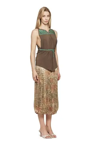 Christopher Esber Bac Lasercut Lace Jersey Leather Tank Top