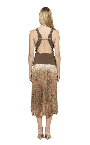 Christopher Esber Bac Lasercut Lace Jersey Leather Tank Top