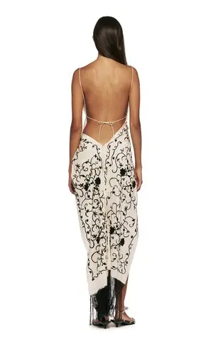 Christopher Esber Isla Embroidered Sarong Draped Midi Dress