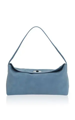 Christopher Esber Doba Quartz Turnlock Suede Shoulder Bag - Blue
