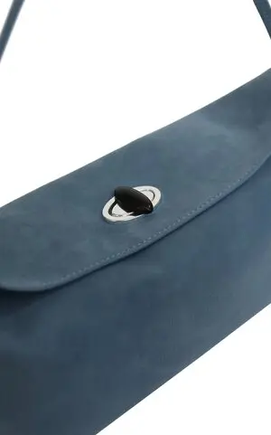 Christopher Esber Doba Quartz Turnlock Suede Shoulder Bag - Blue