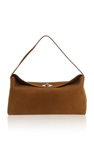 Christopher Esber Doba Quartz Turnlock Suede Shoulder Bag - Brown