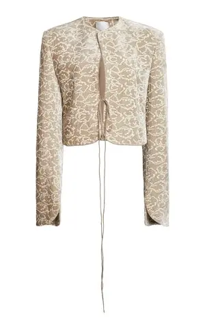 Christopher Esber Embroidered Velvet Silk Tie Jacket - Brown
