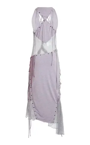 Christopher Esber Farrah Rivet Laced Halter Maxi Dress