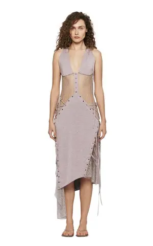 Christopher Esber Farrah Rivet Laced Halter Maxi Dress