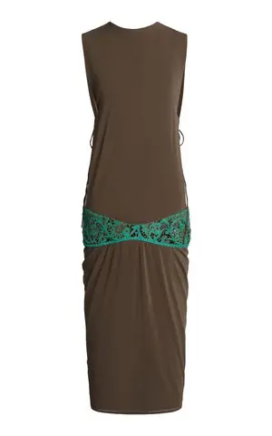 Christopher Esber Lasercut Laced Leather Tank Midi Dress - Brown