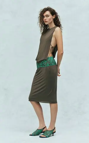 Christopher Esber Lasercut Laced Leather Tank Midi Dress