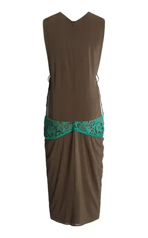 Christopher Esber Lasercut Laced Leather Tank Midi Dress