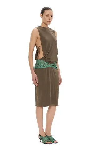Christopher Esber Lasercut Laced Leather Tank Midi Dress