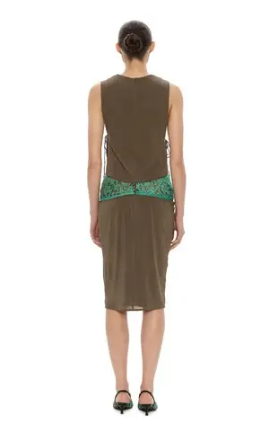 Christopher Esber Lasercut Laced Leather Tank Midi Dress