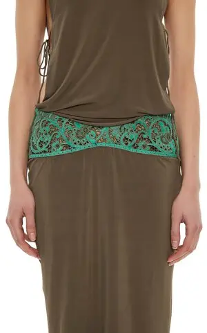 Christopher Esber Lasercut Laced Leather Tank Midi Dress