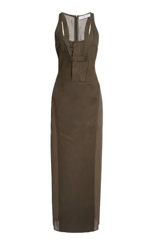Christopher Esber Cleo Utility Cotton Tank Maxi Dress - Brown