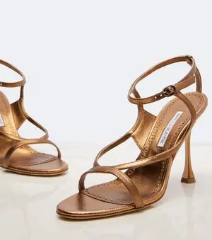 Manolo Blahnik Tibula Metallic Leather Sandals