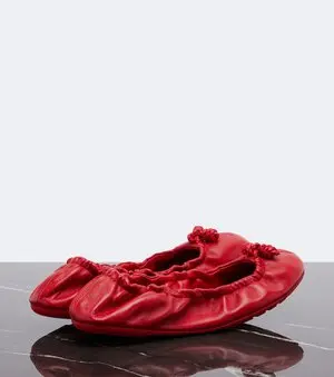 Bottega Veneta Fantasmina Leather Ballet Flats - Red