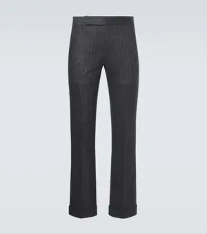 TOM FORD Herringbone Wool Straight Pants - Grey