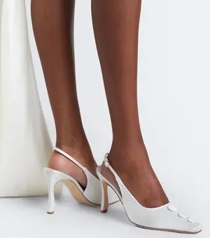 Manolo Blahnik Alexa Satin Slingback Pumps - White