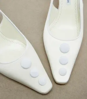 Manolo Blahnik Alexa Satin Slingback Pumps - White