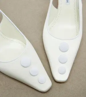 Manolo Blahnik Alexa Satin Slingback Pumps - White