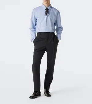 Saint Laurent Pinstripe Wool Straight Leg Trousers