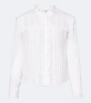 MARANT ETOILE Lonzie Embroidered Cotton Voile Shirt - White