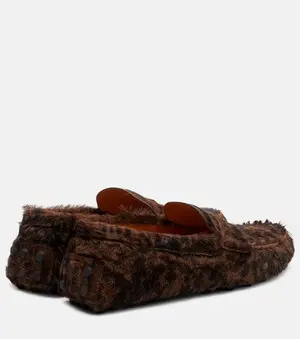TOD'S Gommino Calf Hair Driving Shoes - Black