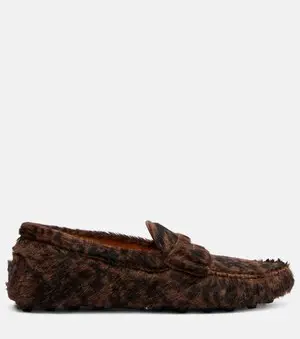 TOD'S Gommino Calf Hair Driving Shoes - Black