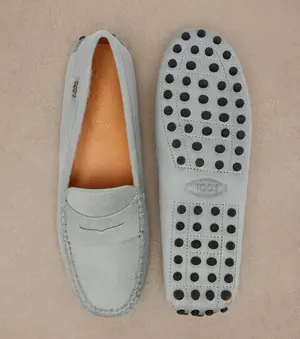 TOD'S Gommino Calf Hair Driving Shoes - Blue