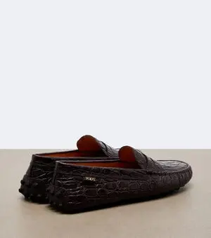 TOD'S Gommino Croc-effect Leather Driving Shoes