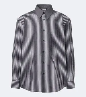 Saint Laurent Striped Cotton Poplin Shirt - Grey