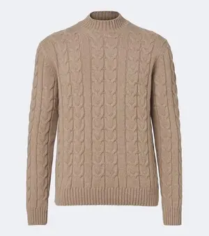 SLOWEAR Cable-knit Virgin Wool Sweater - Brown