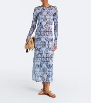 La DoubleJ Slinky Swing Printed Midi Dress - Blue