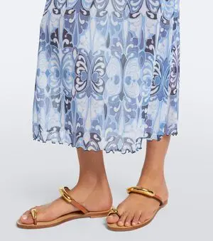 La DoubleJ Slinky Swing Printed Midi Dress - Blue