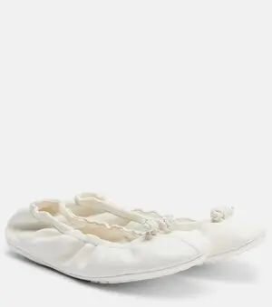 Bottega Veneta Fantasmina Knot Leather Ballet Flats - White