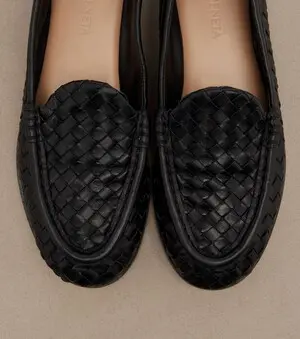 Bottega Veneta Silenzio Intrecciato Leather Loafers - Black