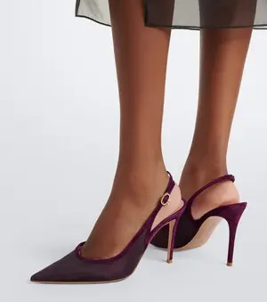 GIANVITO ROSSI Suede-trimmed Organza Slingback Pumps
