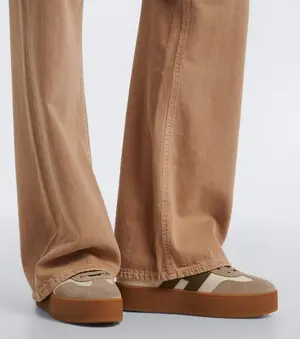 Hogan Leather Platform Sneakers With Suede Trim - Beige