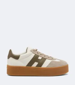 Hogan Cool Suede-trimmed Leather Platform Sneakers