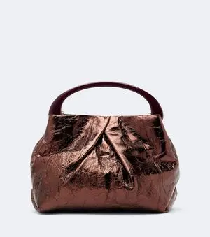 Dries Van Noten Metallic Leather Top-handle Bag - Brown