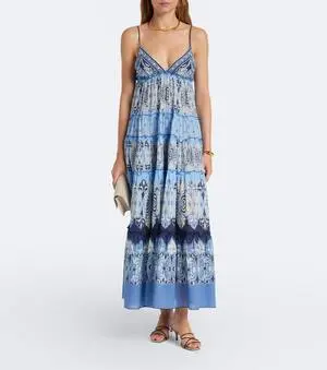 La DoubleJ Nymph Printed Tiered Cotton Maxi Dress