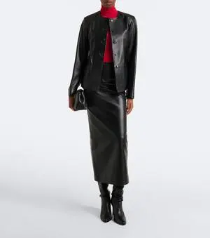 Loulou De Saison Inga Leather Midi Skirt