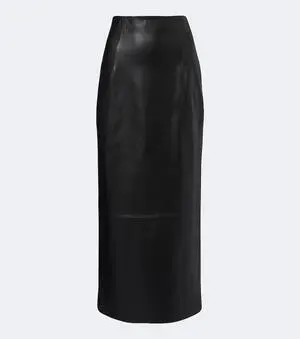 Loulou De Saison Inga Leather Midi Skirt - Black