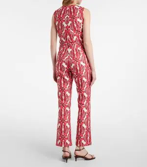 La DoubleJ 24/7 Printed Cotton Straight Pants - Red