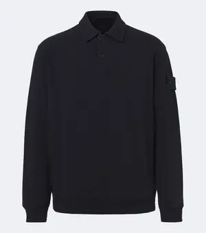 Stone Island Ghost Cotton Blend Jersey Polo Sweatshirt - Blue