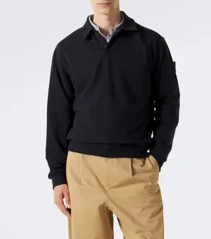 Stone Island Ghost Cotton Blend Jersey Polo Sweatshirt