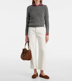Polo Ralph Lauren Cable-knit Wool And Cashmere Sweater - Grey