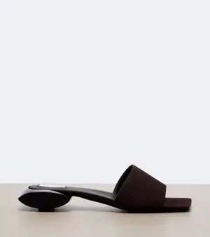 Alaïa Ellipse Suede Mules - Brown