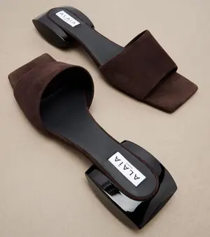 Alaïa Ellipse Suede Mules - Brown