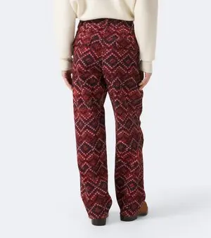 Dries Van Noten Printed Cotton Corduroy Straight Pants