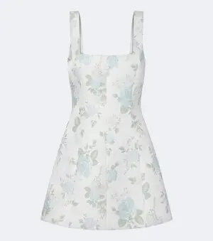 MARKARIAN Floral Lamé Brocade Mini Dress - Blue